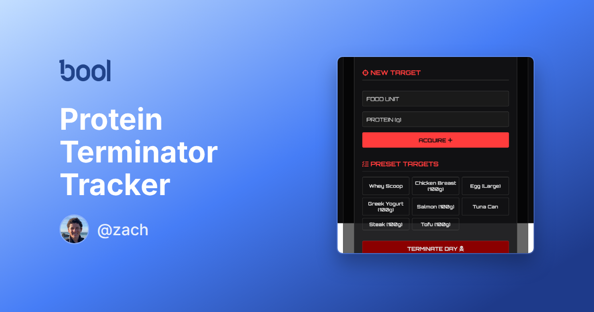 Protein Terminator Tracker by zach - bool